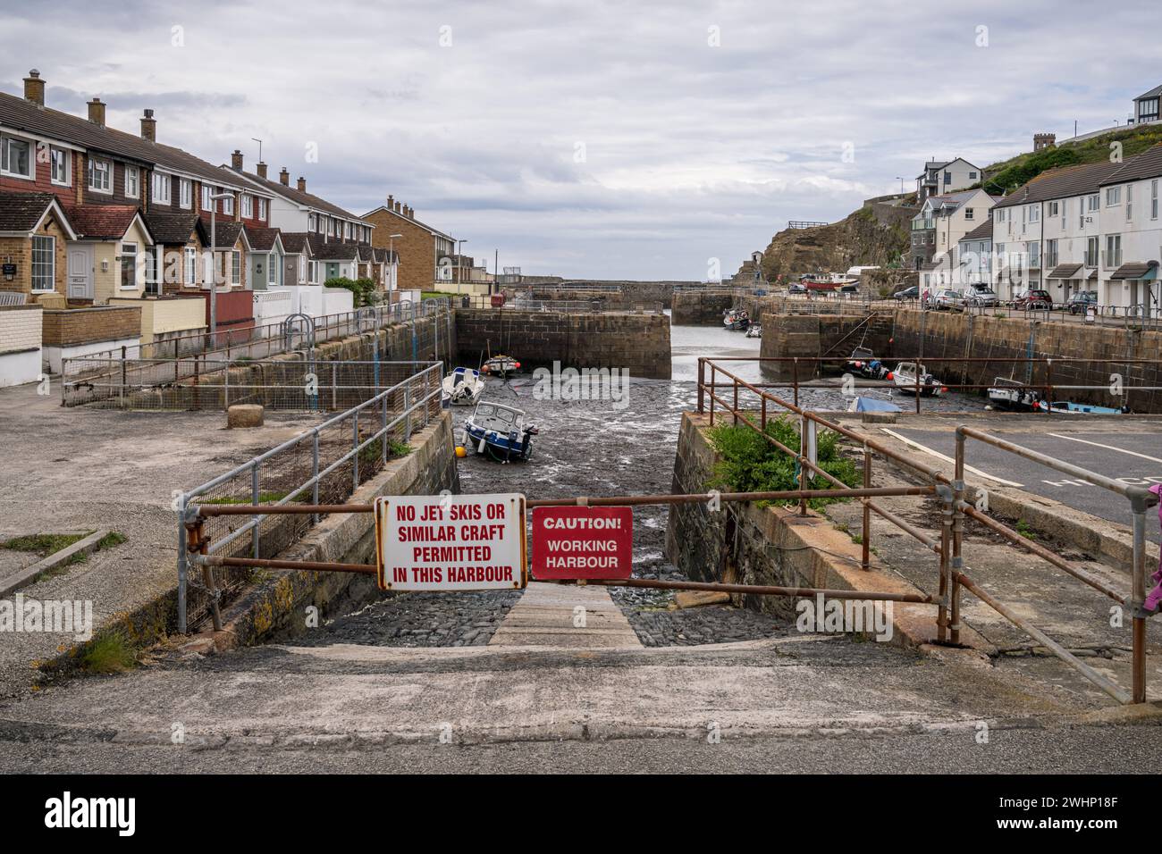 Portreath, Cornwall, England, UK - June 05, 2022: Low tide at the ...