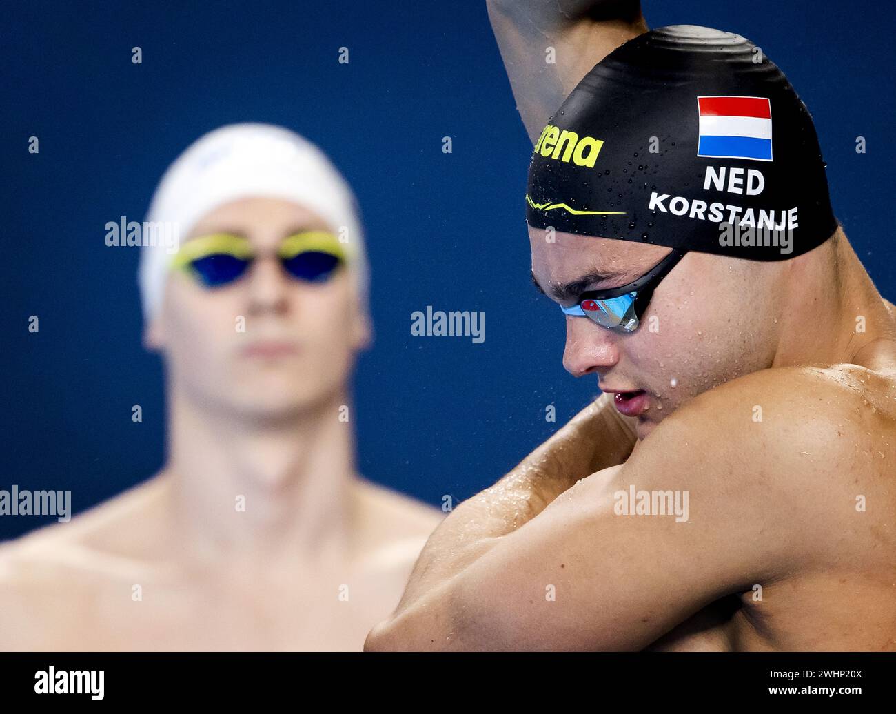 DOHA - Nyls Korstanje ahead of the 50 butterfly men during the World ...