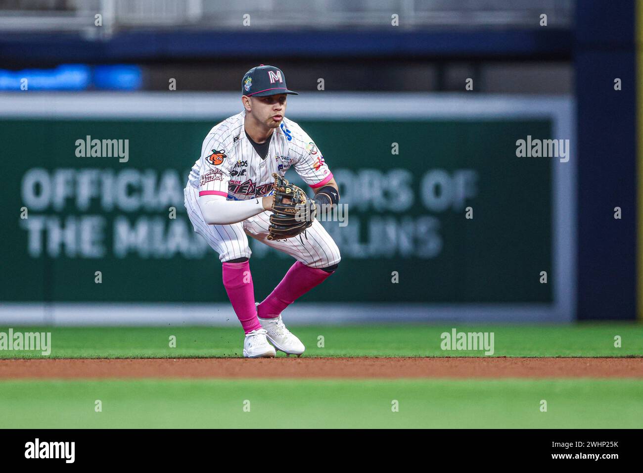 MIAMI, FLORIDA - FEBRUARY 1: Irving Lopez of Naranjeros of Mexico ...