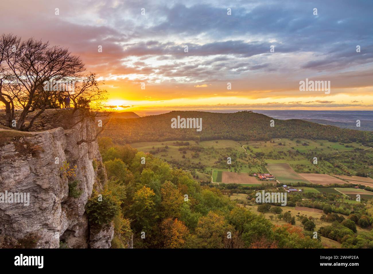 Burg Teck Castle, view from hill Breitenstein, sunset Stock Photo - Alamy