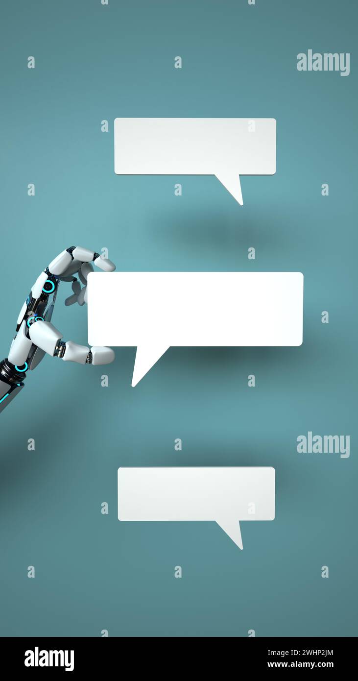 Chat Bot Hand Speech Bubbles Stock Photo - Alamy