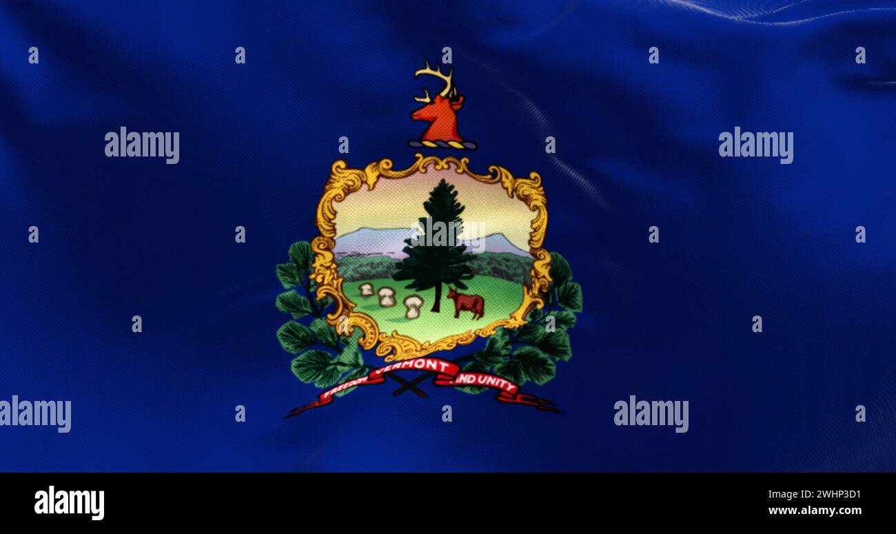 Close-up of Vermont state flag waving in the wind Stock Photo - Alamy