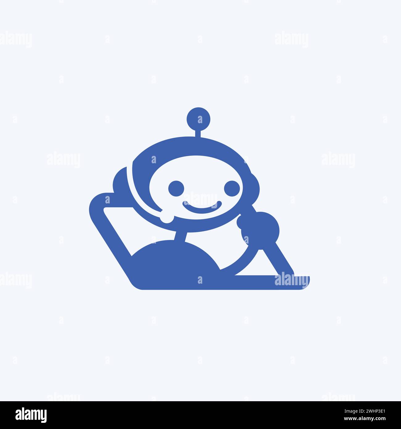 A logo featuring a cute and smiling robot virtual assistant working ...