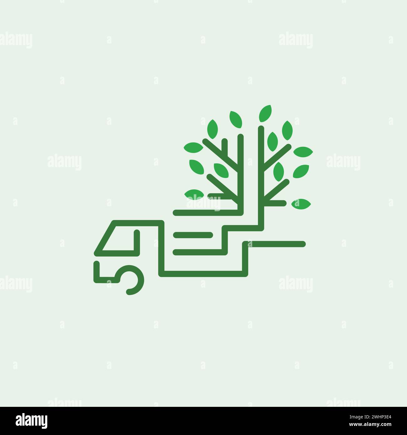 A logo featuring a moving truck and a tree with leaves, created with ...