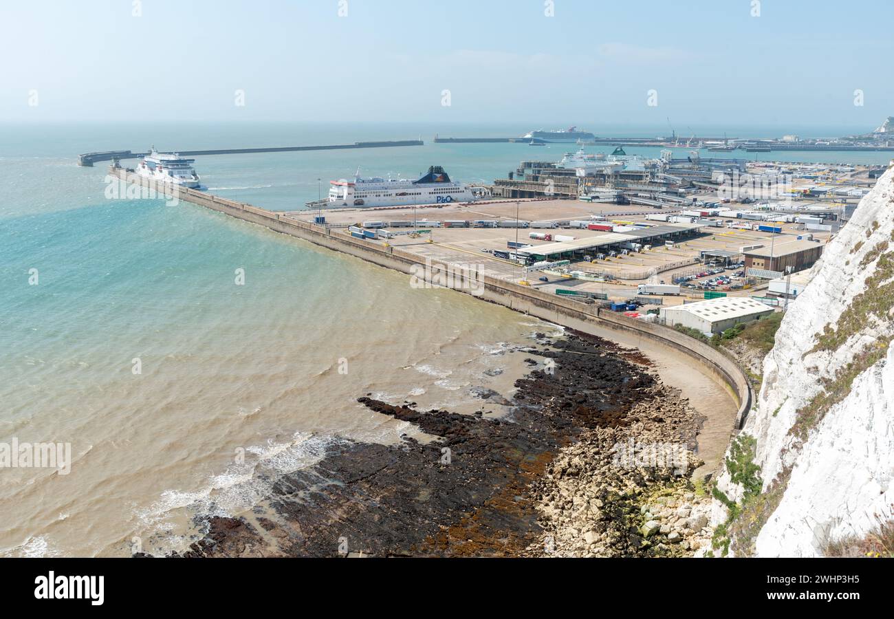Dover port harbour from white cliffs Stock Photo - Alamy
