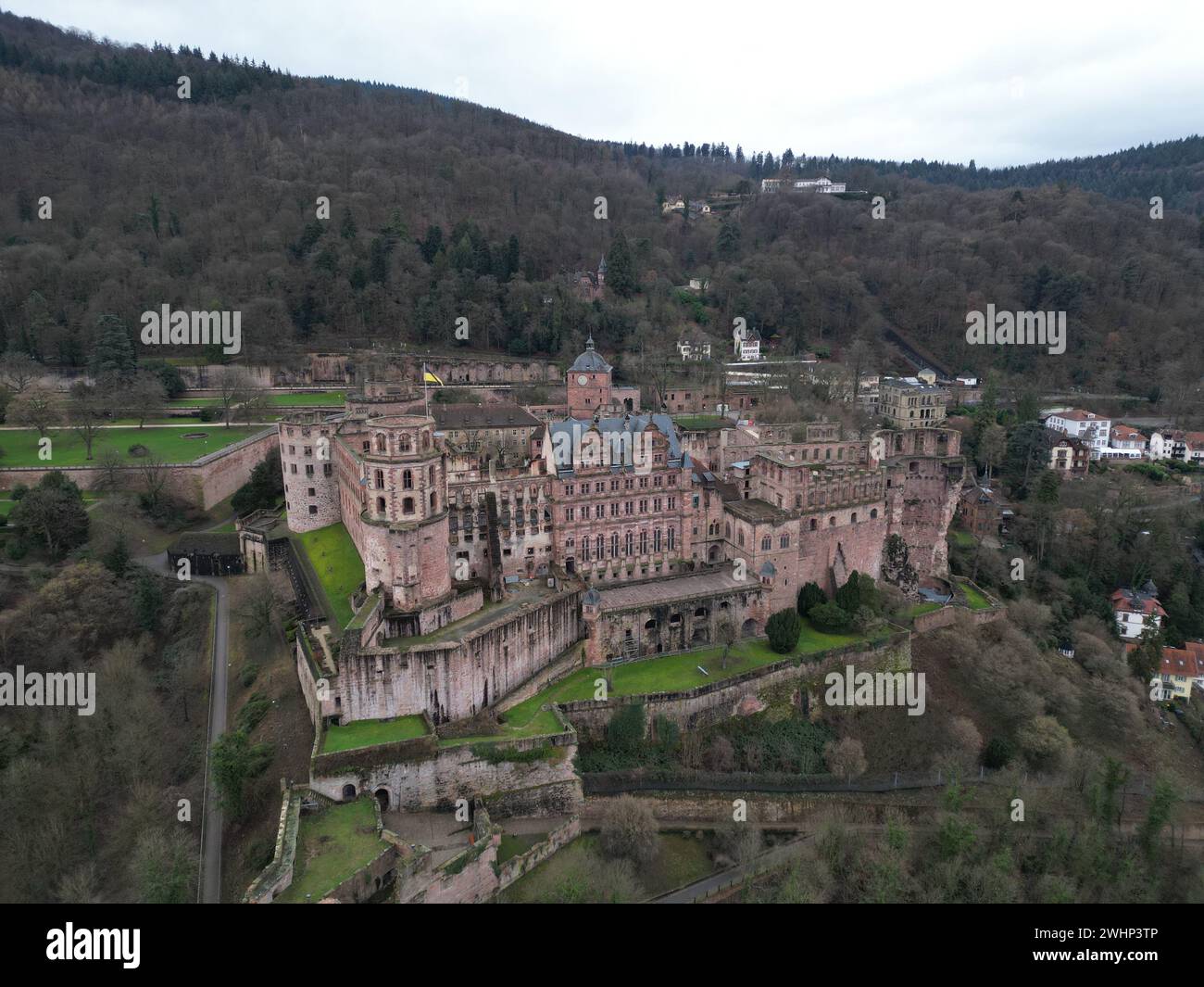 Aerial view of the Heidelberg castle taken by a drone Stock Photo - Alamy