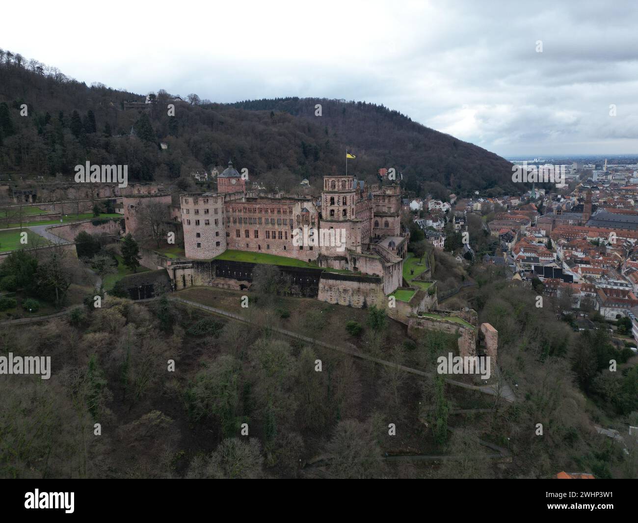 Aerial view of the Heidelberg castle taken by a drone Stock Photo - Alamy