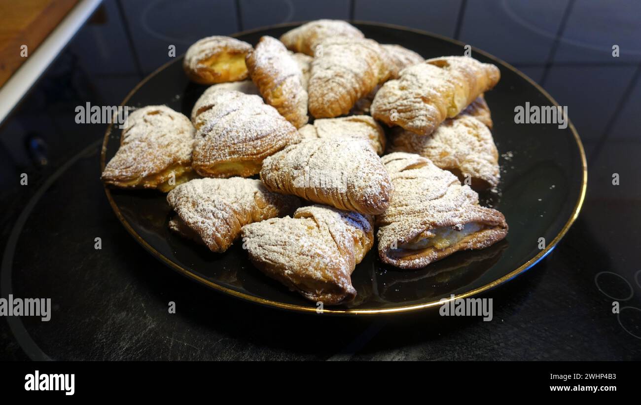 Homemade sfogliatelle. Traditional dessert from Naples in Italy Stock ...