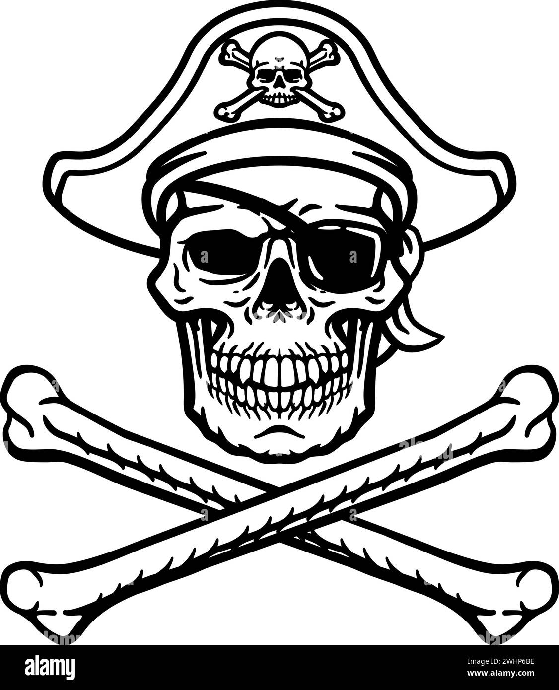 Pirate Hat Skull and Crossbones Cartoon Stock Vector Image & Art - Alamy
