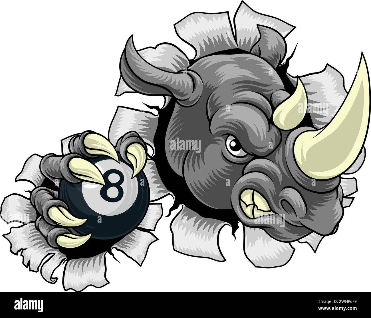 Rhino Rhinoceros Pool Cartoon Sports Mascot Stock Vector Image & Art ...