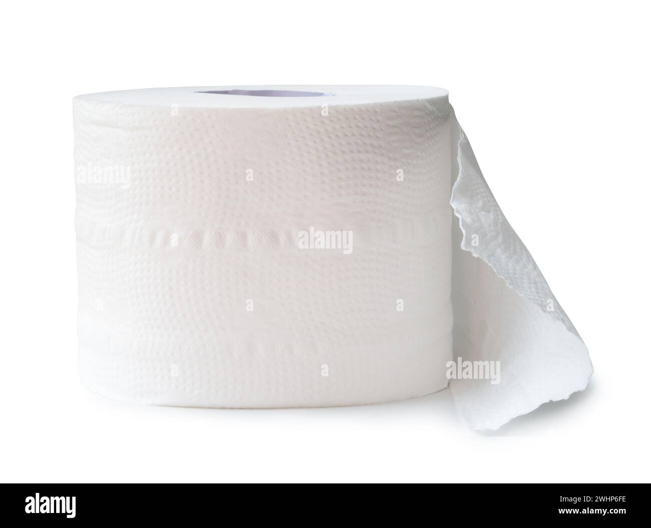 Single roll of white tissue paper or napkin prepared for use in toilet ...