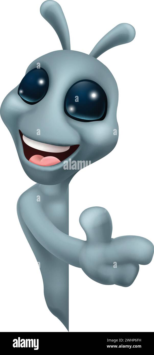 Alien Grey Gray Fun Cartoon Character Stock Vector Image & Art - Alamy