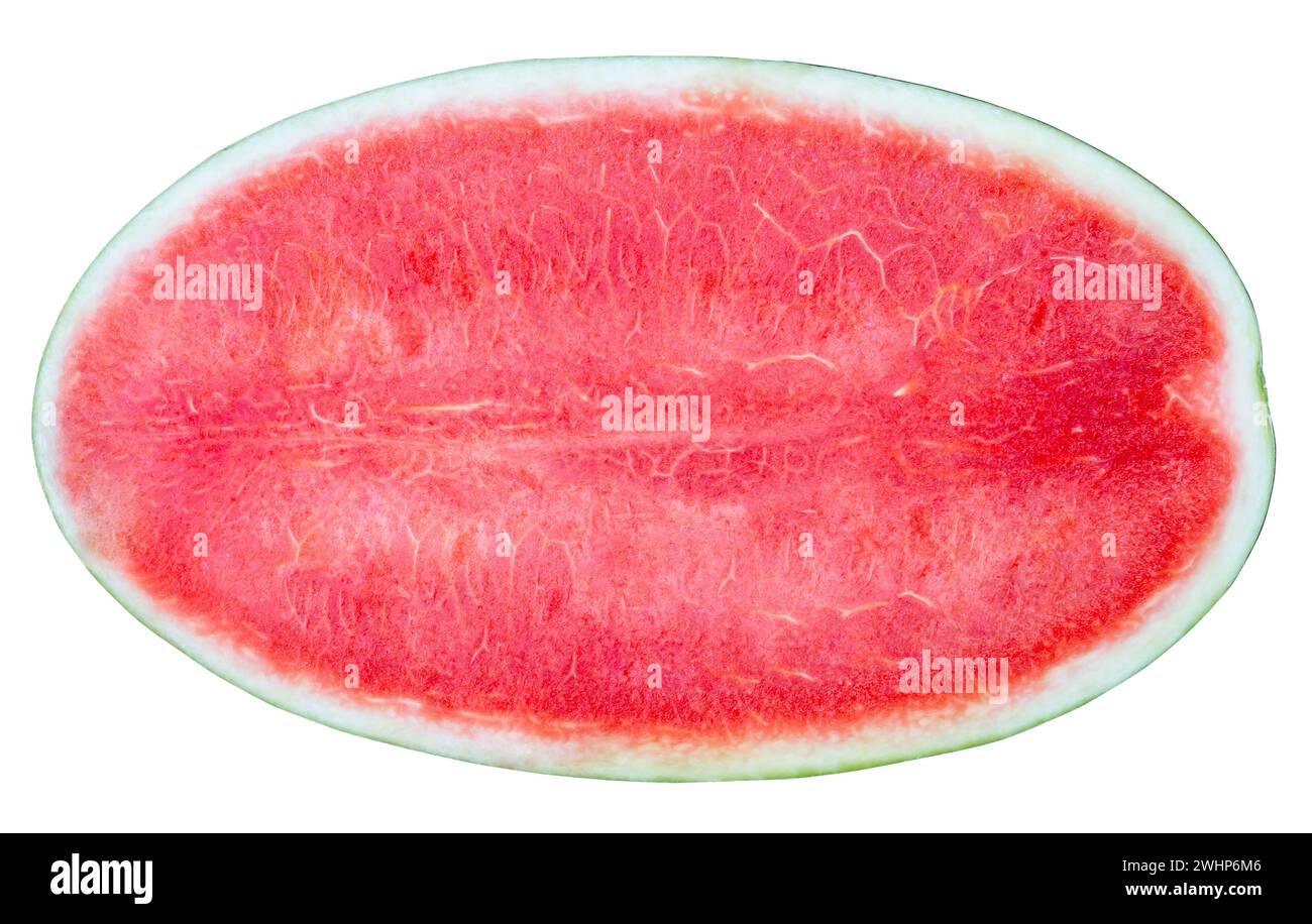 Top view and close up photo of fresh ripe red watermelon half is ...