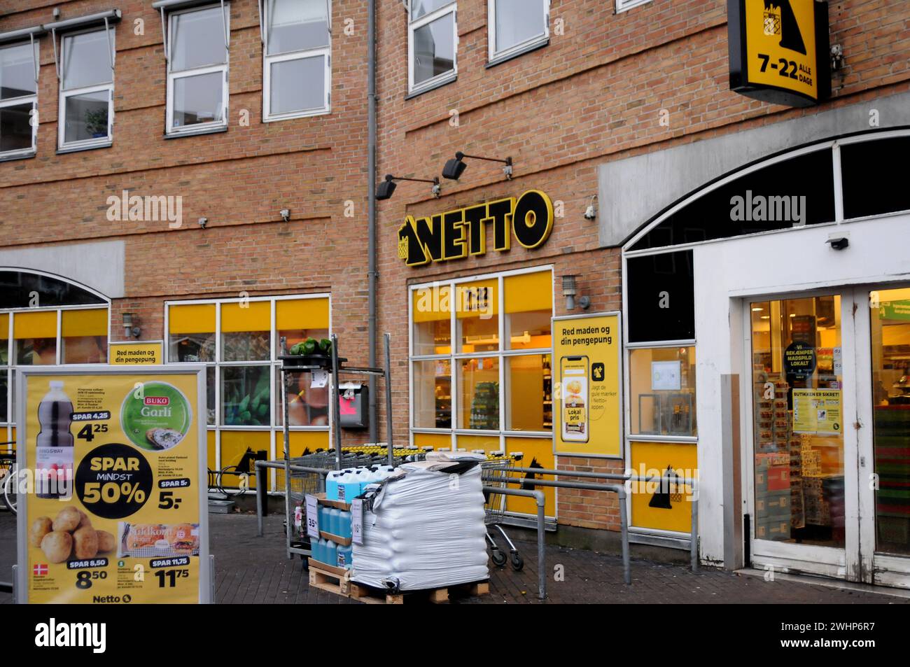 Kastrup/Copenhagen, Denmark /11 February 2024/.Netto grocery store in ...