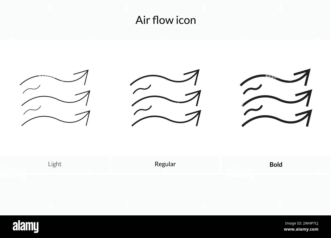 Air flow icon. Light, Regular And Bold style design isolated on white ...