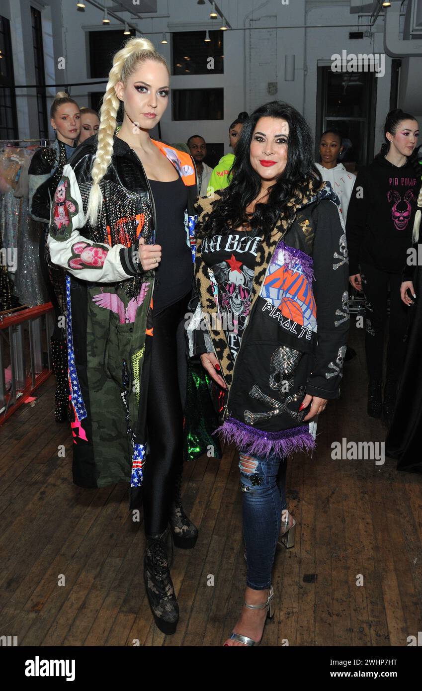 New York, USA. 10th Feb, 2024. Iris Klein (R) backstage at the Pia ...