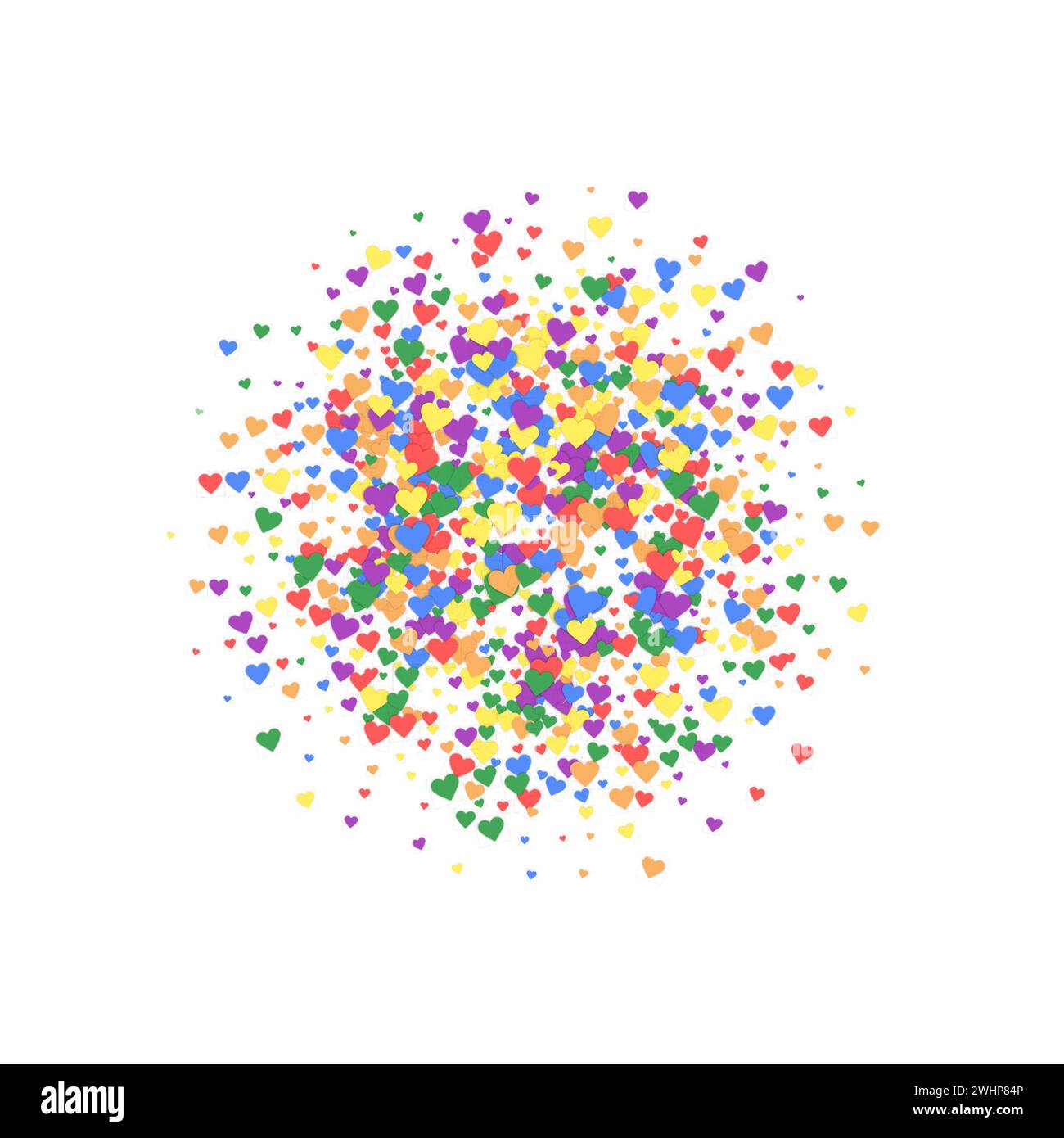 Valentine hearts, flying, falling down, floating. Rainbow colored ...