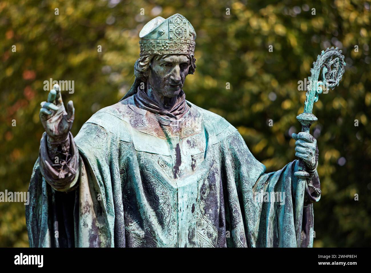 Bernward von Hildesheim, statue of Ferdinand Hartzer, Hildesheim ...