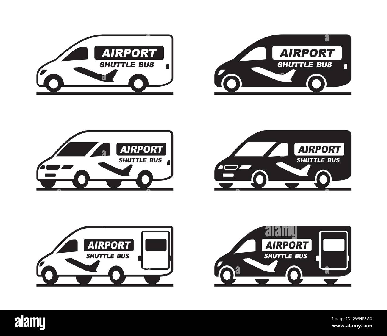 Airport shuttle bus in different view – vector illustration Stock ... Airport shuttle bus in different view – vector illustration Stock ...