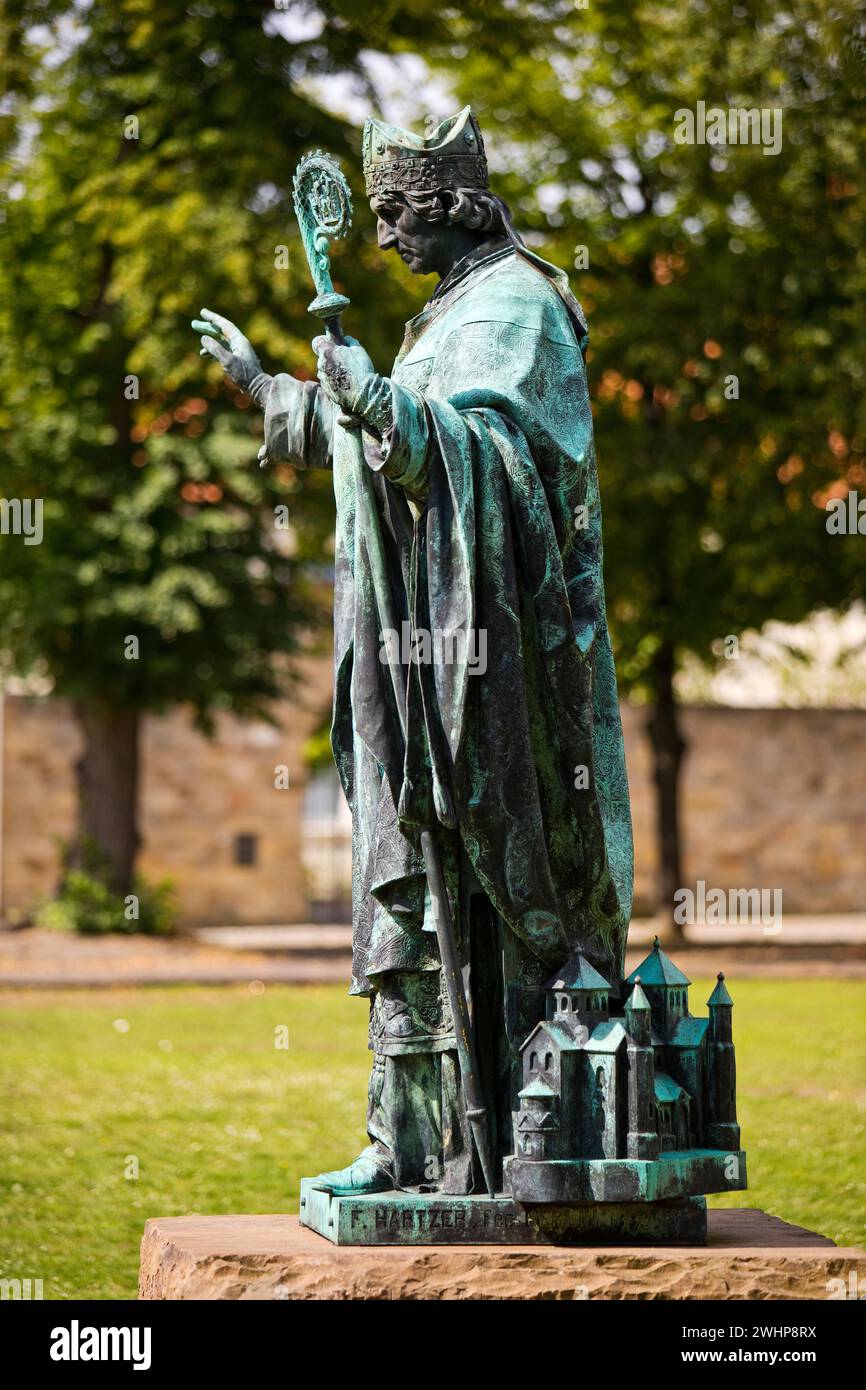 Bernward von Hildesheim, statue of Ferdinand Hartzer, Hildesheim ...