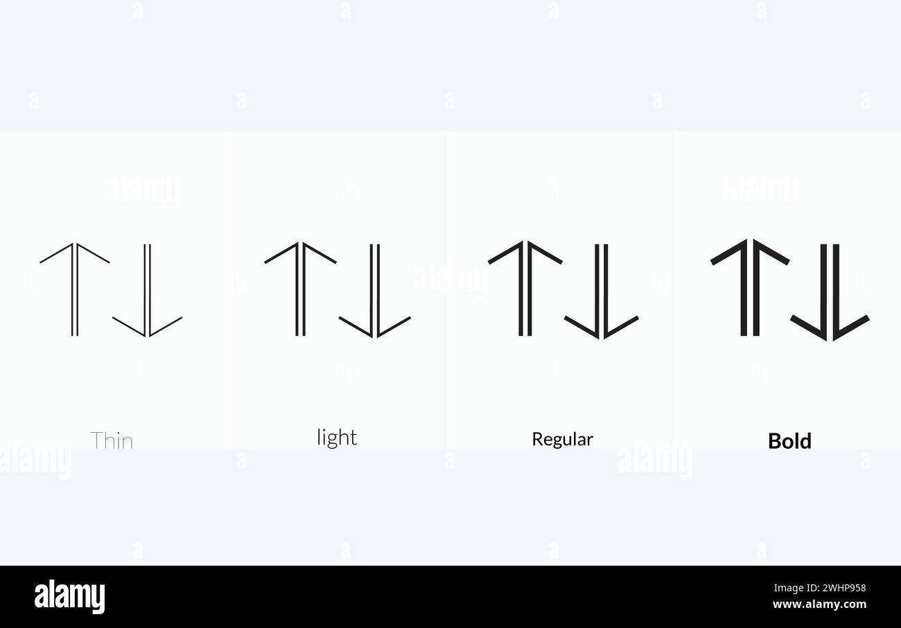 Arrows Sort icon. Thin, Light Regular And Bold style design isolated on white background Stock ...