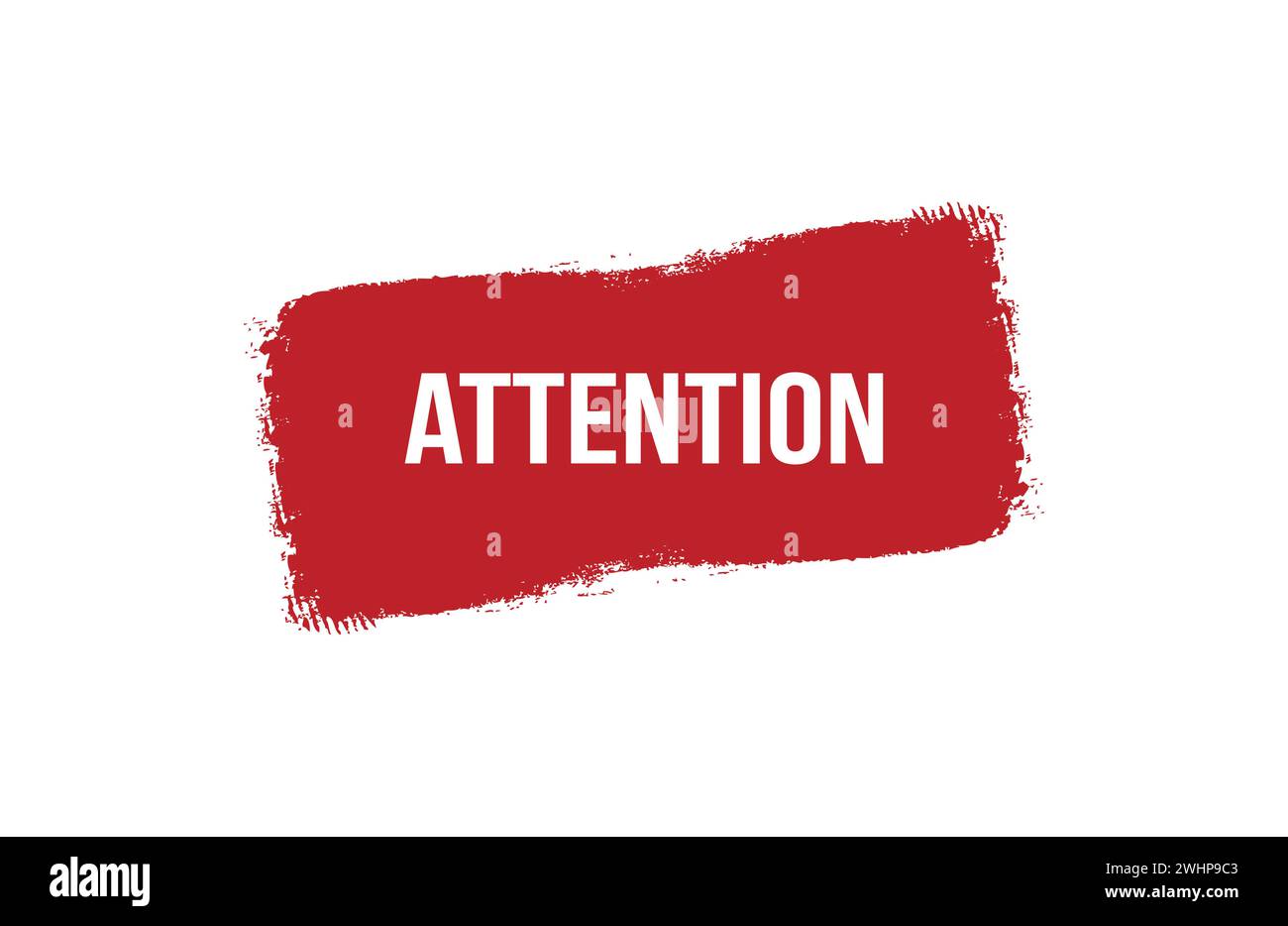 Brush style Attention red banner design on white background Stock ...