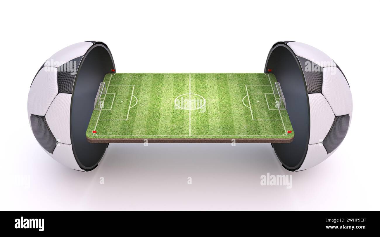 Football Soccer playground inside ball 3D Stock Photo - Alamy