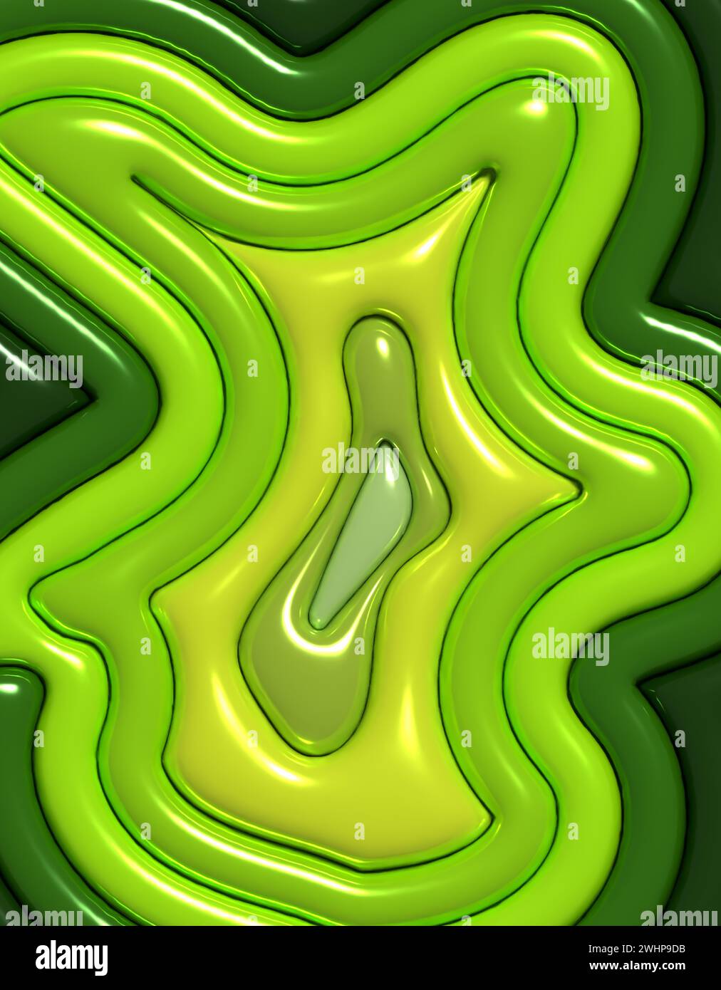Green shapes with shiny surface, 3D rendering illustration Stock Photo ...