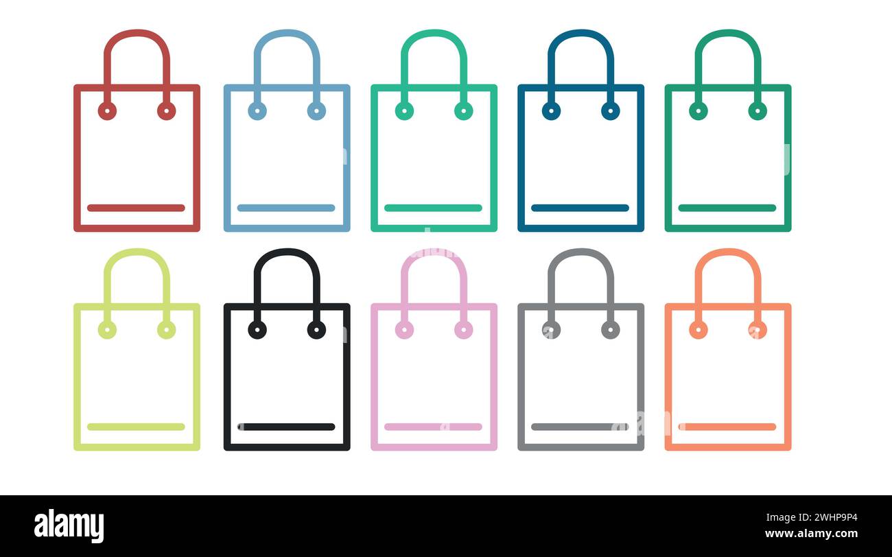Shopping Bag Icon Set. Vector isolated linear editable illustration set ...