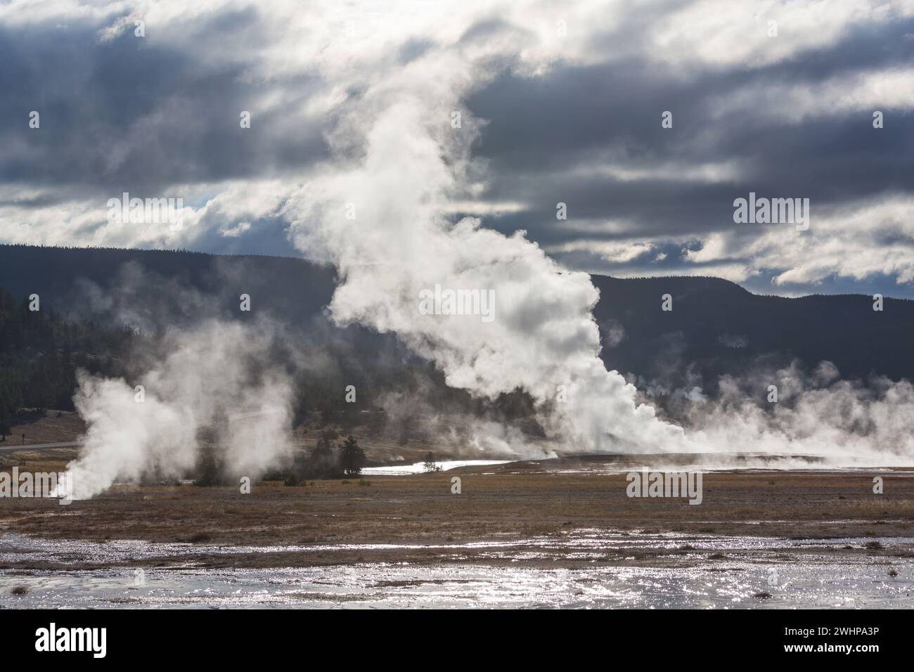 Hot and acidic thermal pools in Yellowstone National Park, USA Stock ...