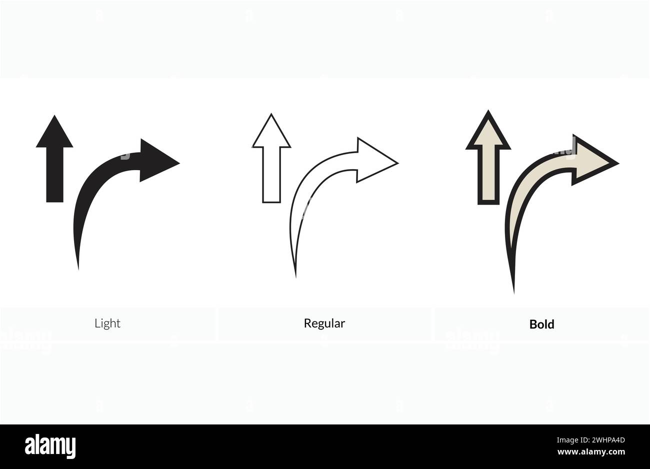 arrow ramp right icon. Light, Regular And Bold style design isolated on ...