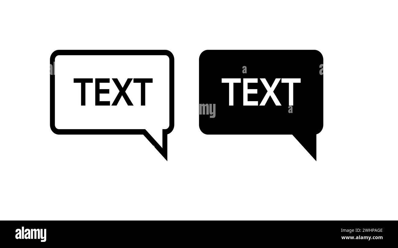 Text Icon. Vector isolated editable black and white ilustration Stock ...