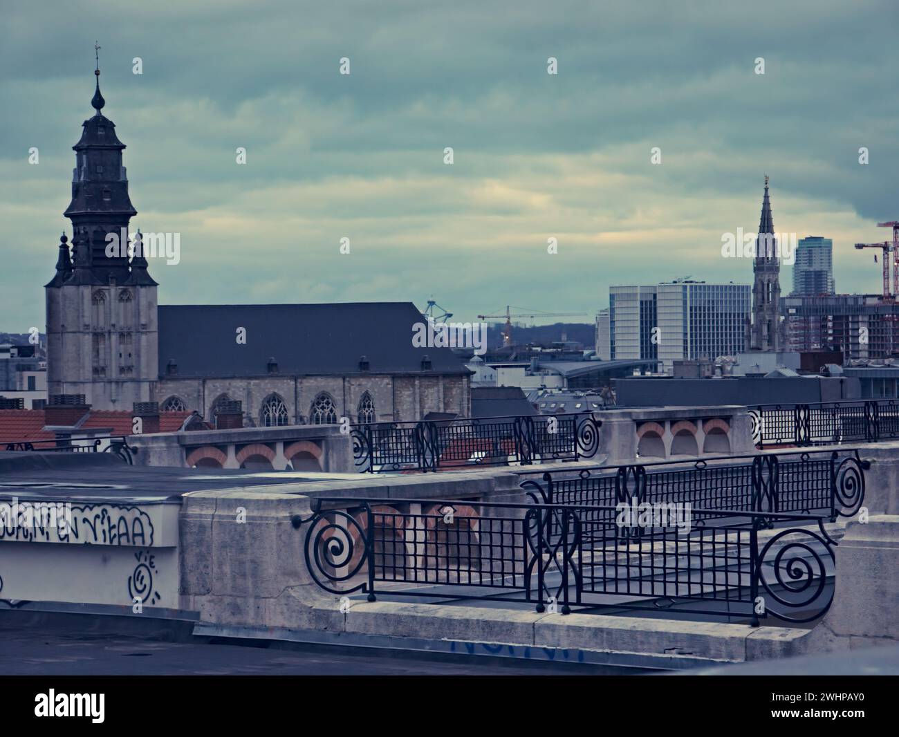 Brussels, Belgium. 02-09-2024. Abstract landscape of the city of ...
