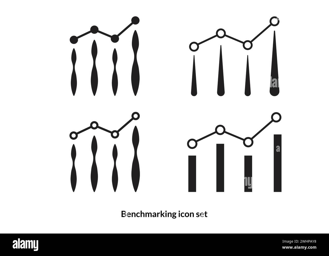 Benchmark measure icon set in flat style design. isolated on white ...