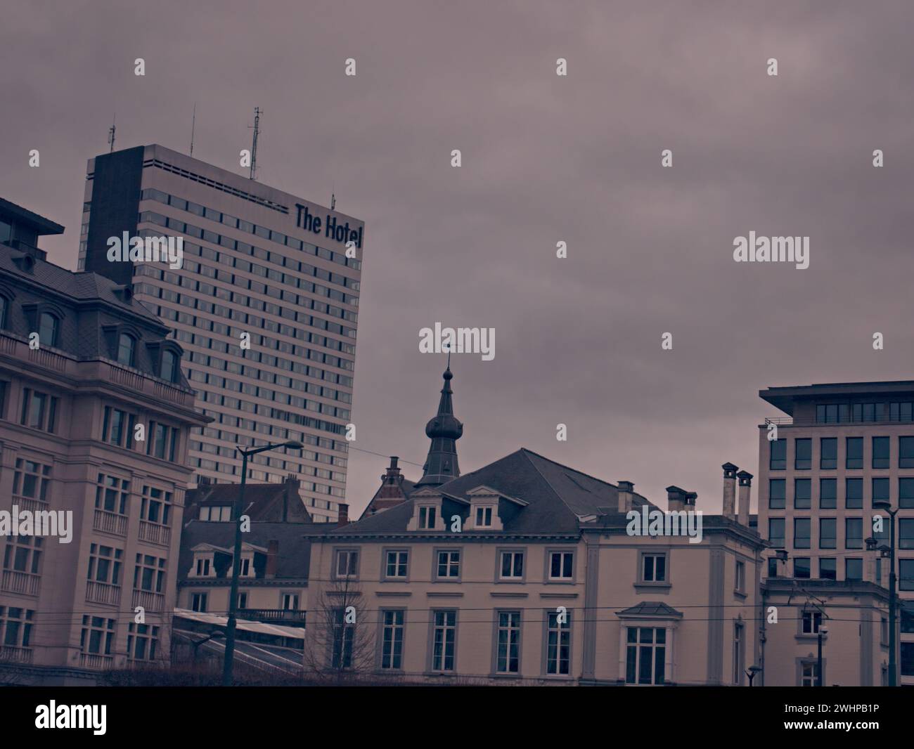 Brussels, Belgium. 9 February 2024. Exterior and facade of buildings in ...