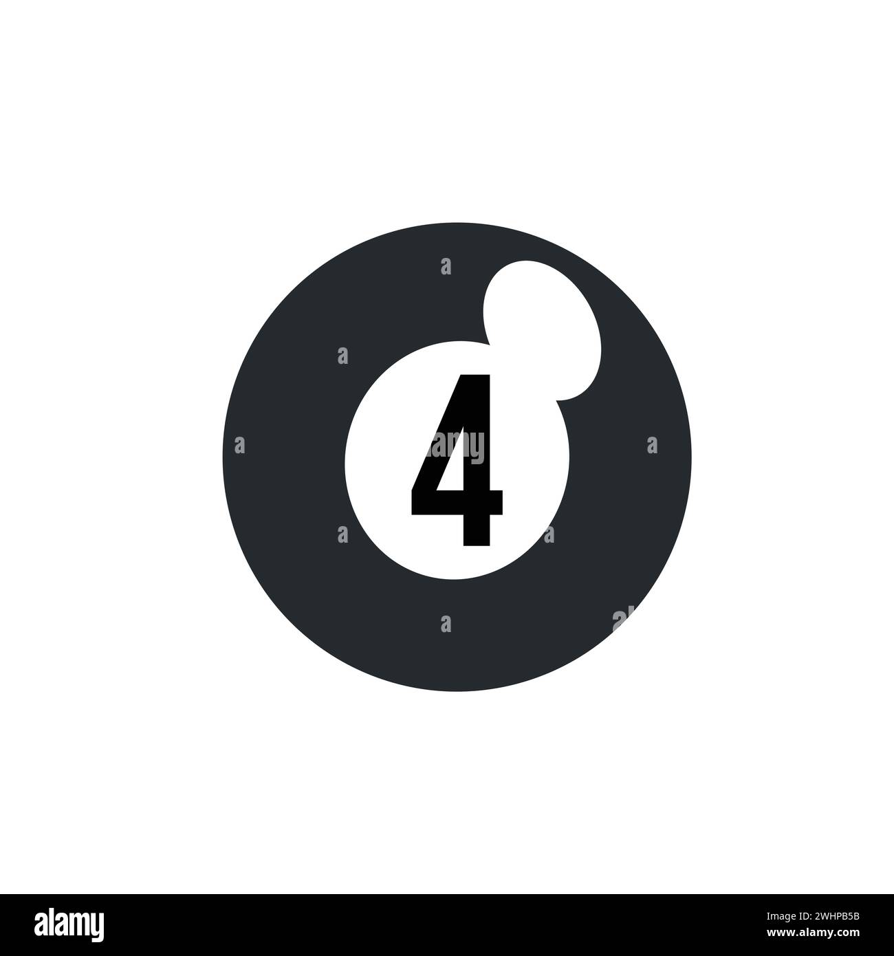 billiard ball 4 black icon in vector flat illustration Stock Vector Image & Art - Alamy