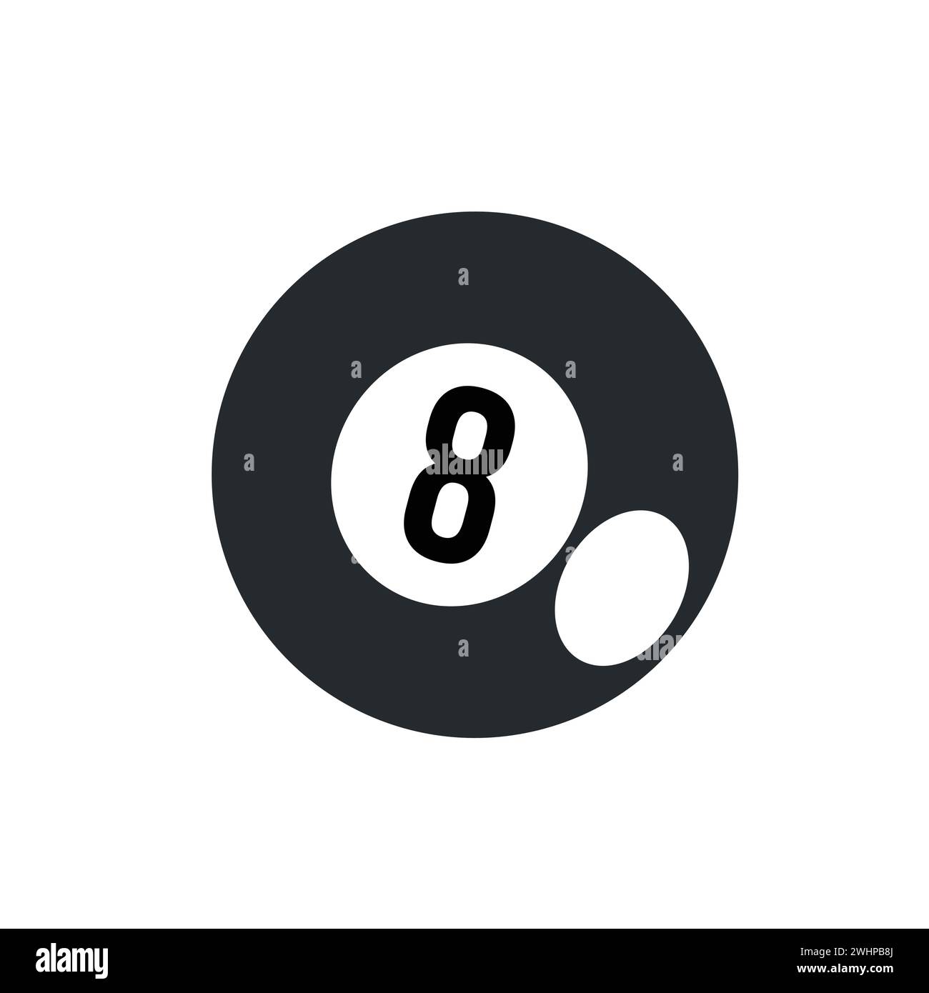 Billiard Ball 8 Black Icon In Vector Flat Illustration Stock Vector