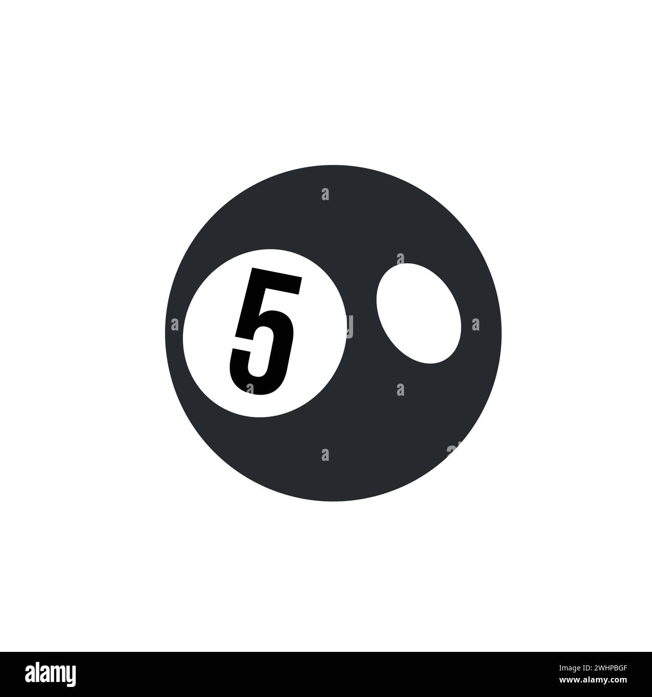 Billiard Ball 5 Black Icon In Vector Flat Illustration Stock Vector