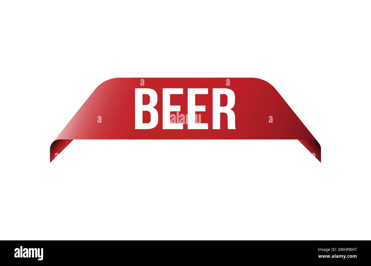 Beer red ribbon label banner. Open available now sign or Beer tag Stock ...
