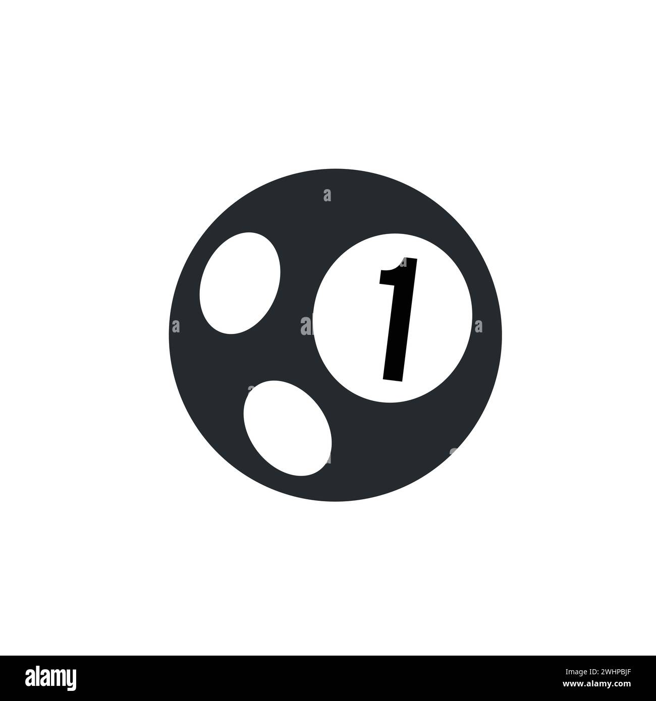 Billiard Ball 1 Black Icon In Vector Flat Illustration Stock Vector