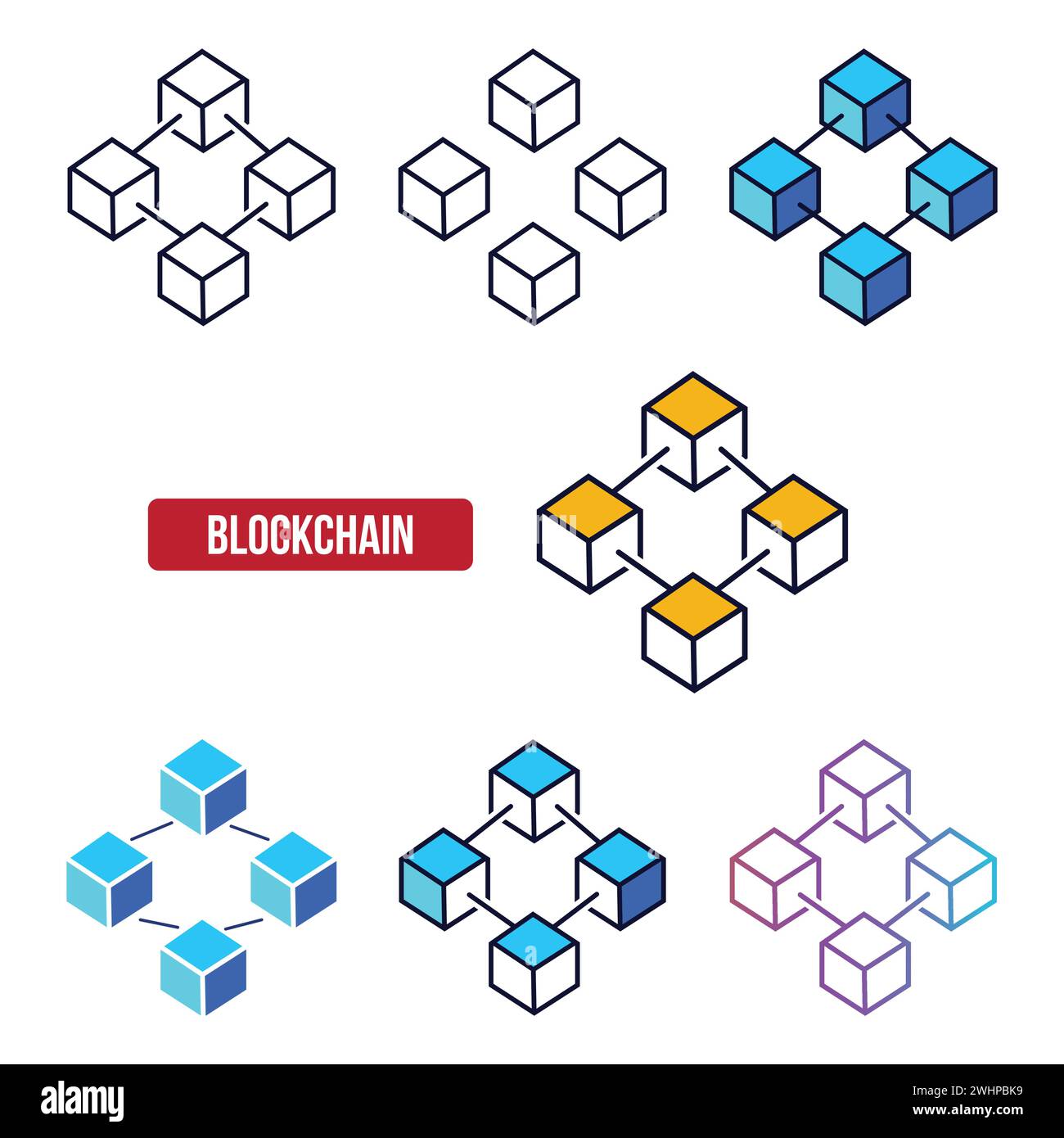 Blockchain icon flat vector illustration Stock Vector Image & Art - Alamy
