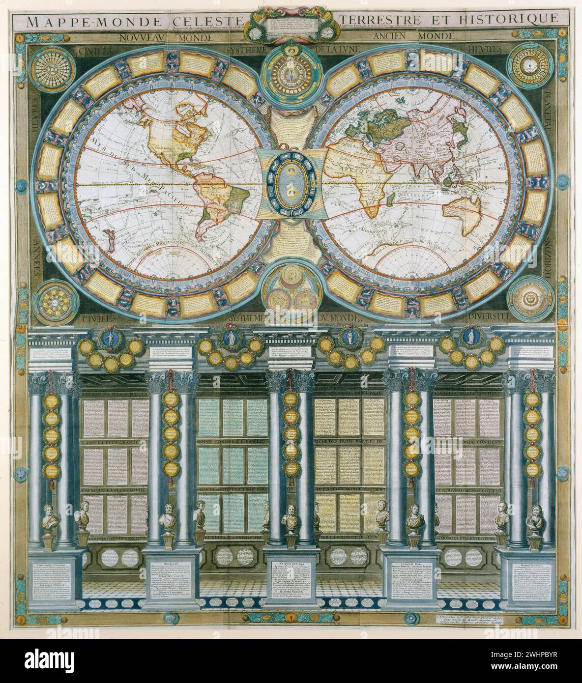 Large celestial, terrestrial, historical & cosmographic world map ...