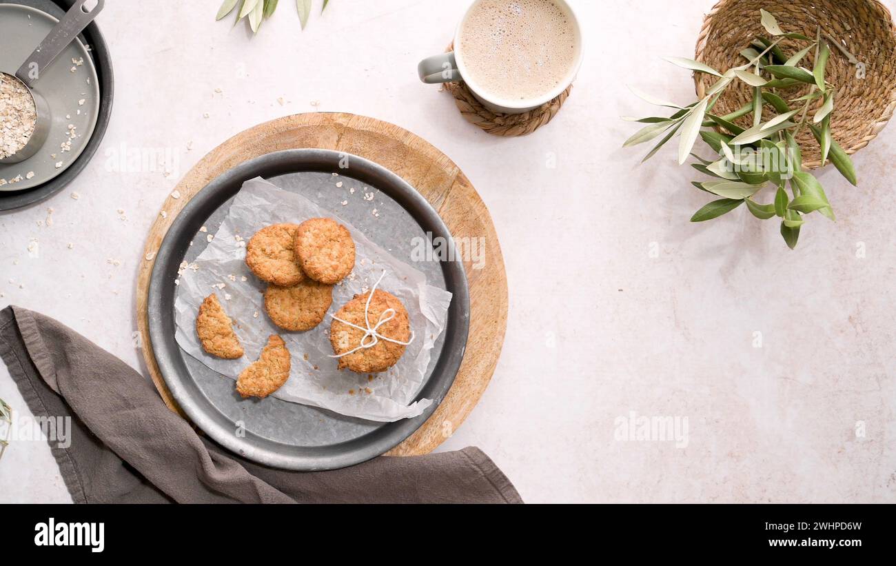 Breakfast concept with baked butter cookies Stock Photo - Alamy