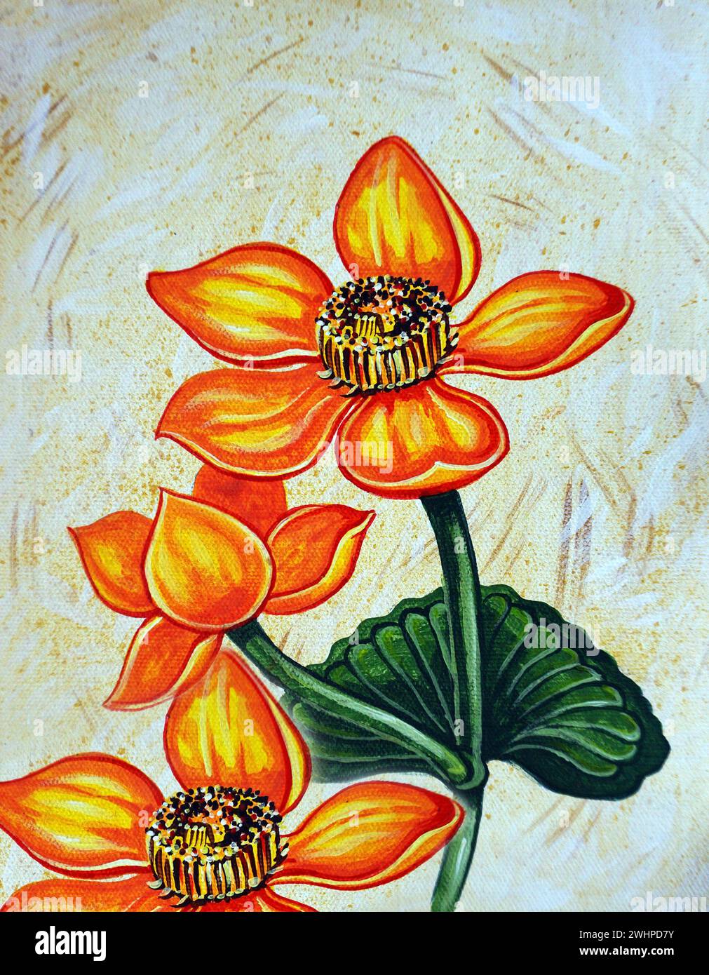 Original oil painting Modern art gorgeous petal buttercup Flower Stock ...
