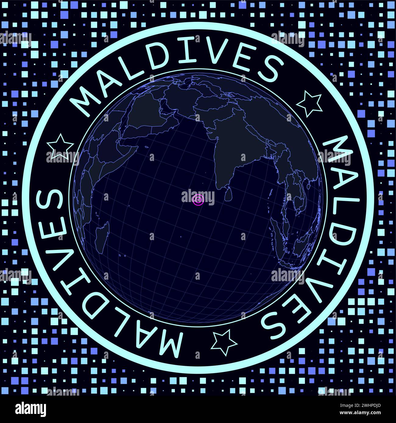 Maldives on globe vector. Futuristic satellite view of the world centered to Maldives Stock ...