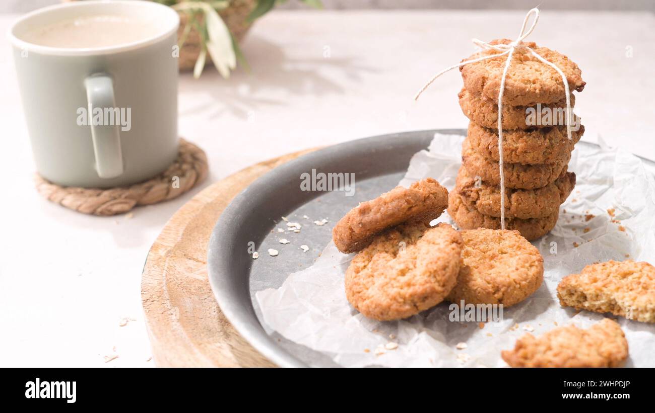 Breakfast concept with baked butter cookies Stock Photo - Alamy