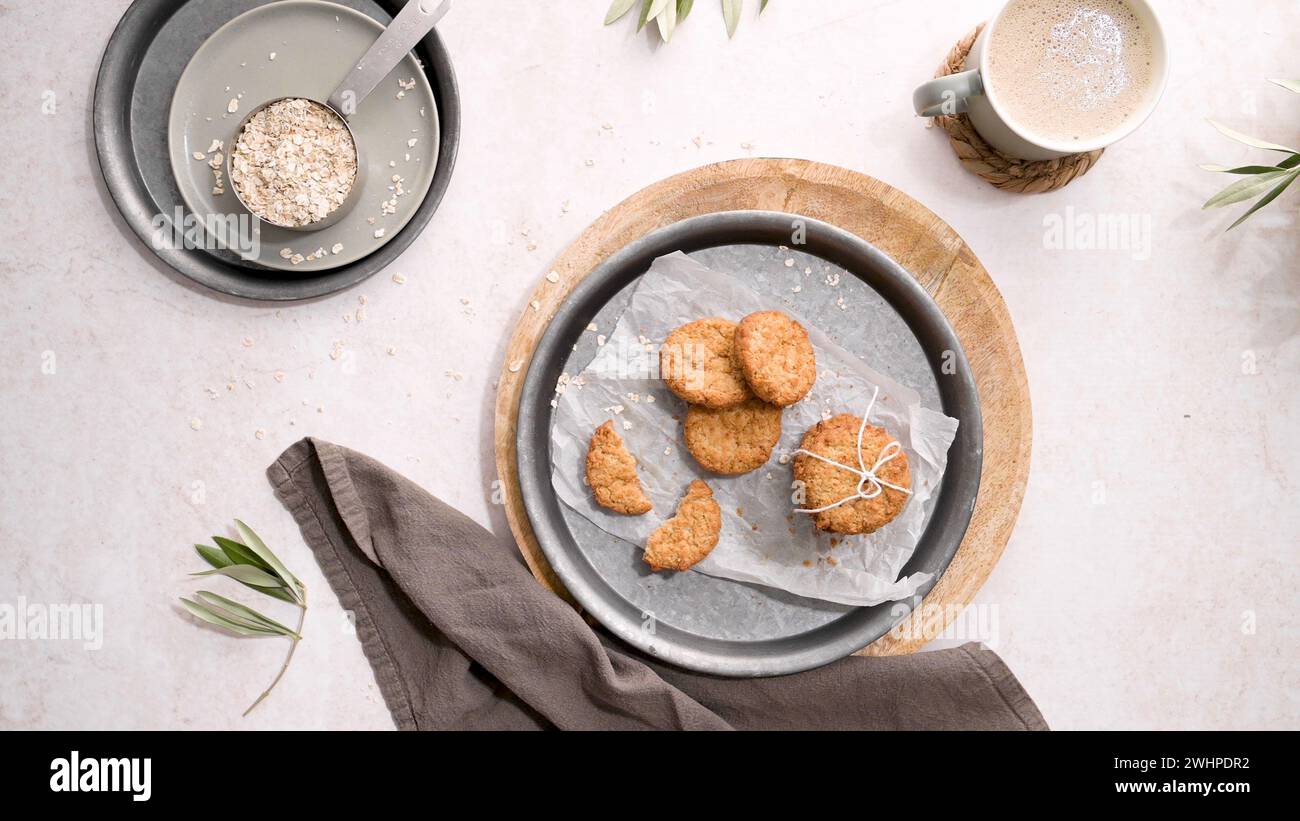 Breakfast concept with baked butter cookies Stock Photo - Alamy