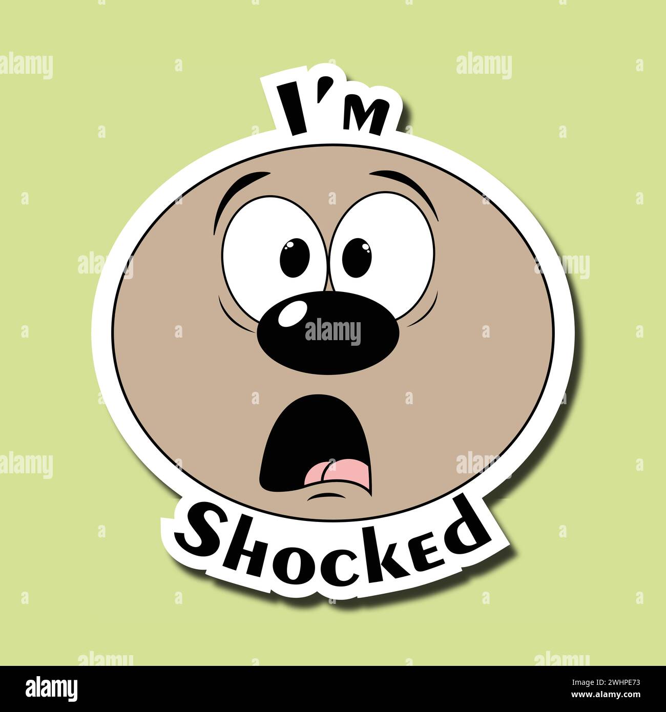Funny Face Sticker Emoticon With A Shocked Face Expression Of Shock Surprise Inscription I