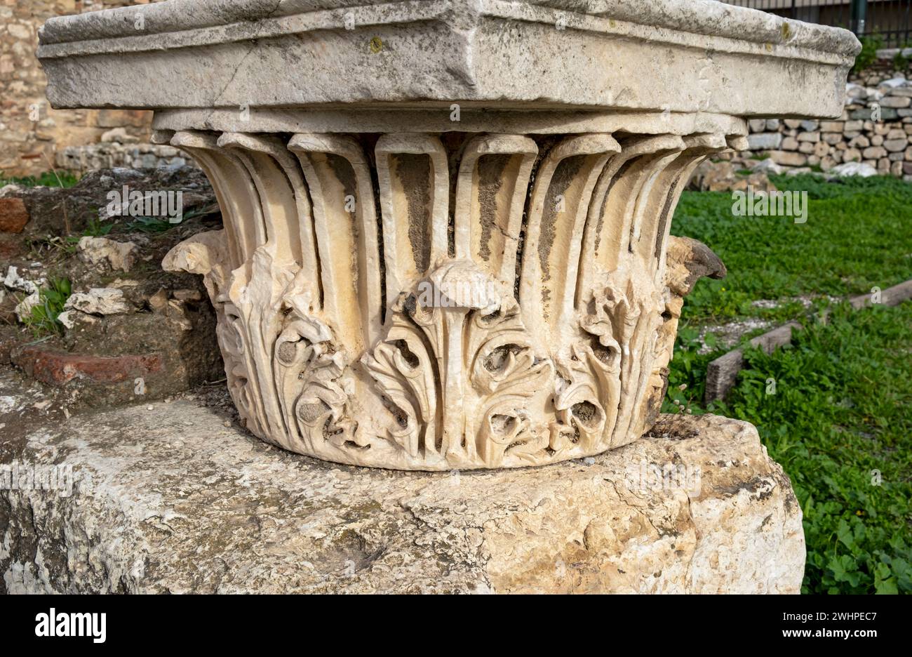 Corinthian Column Capital, Hadrian's Library, Athens, Greece Stock ...