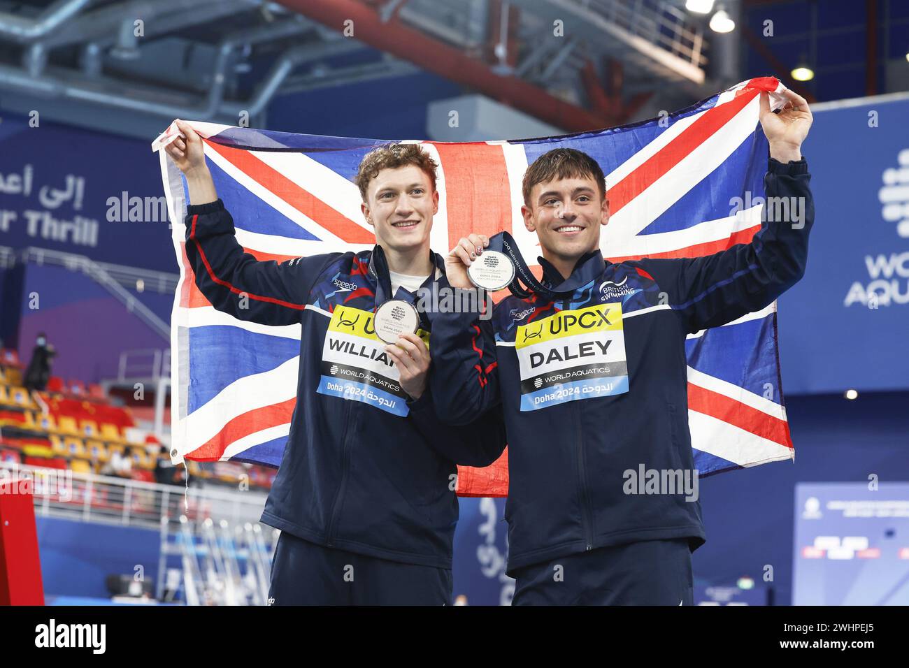 Britain's Thomas Daley (R) and Noah Williams pose for a photo after ...